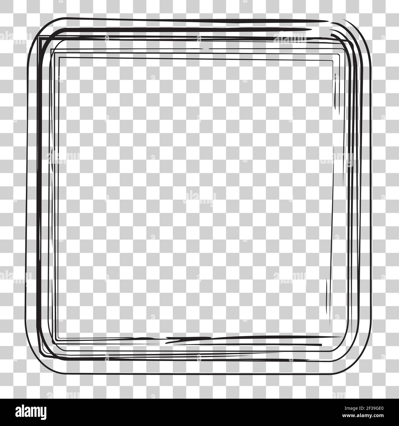 Hand Draw Sketch Square Frame from Multiple Black thick mark for your ...