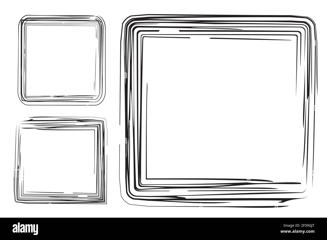 3 Square Frame from Multiple Black thick mark for your element design ...
