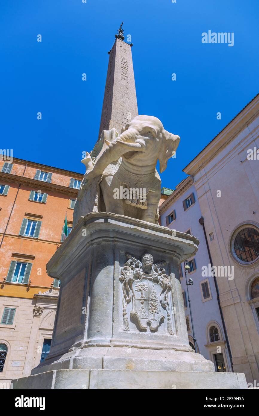 Obelisk with elephant statue by gian lorenzo bernini hi-res stock ...