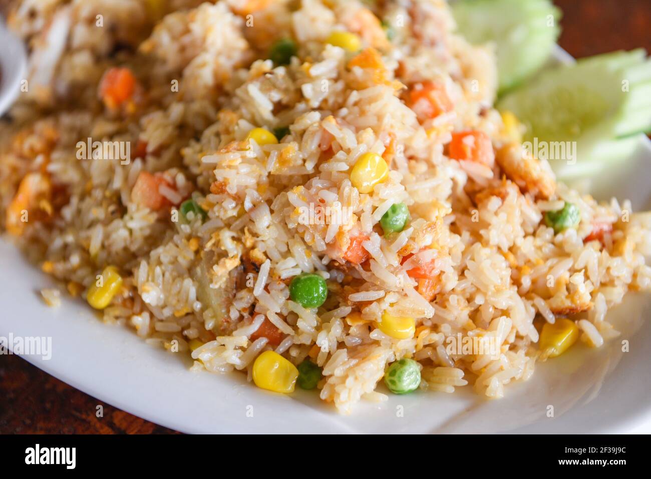 Fried rice on plate menu Asia Chinese China and thai food cuisine, Egg ...