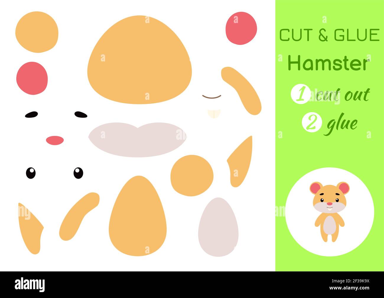 Cut and glue paper little hamster. Kids crafts activity page ...