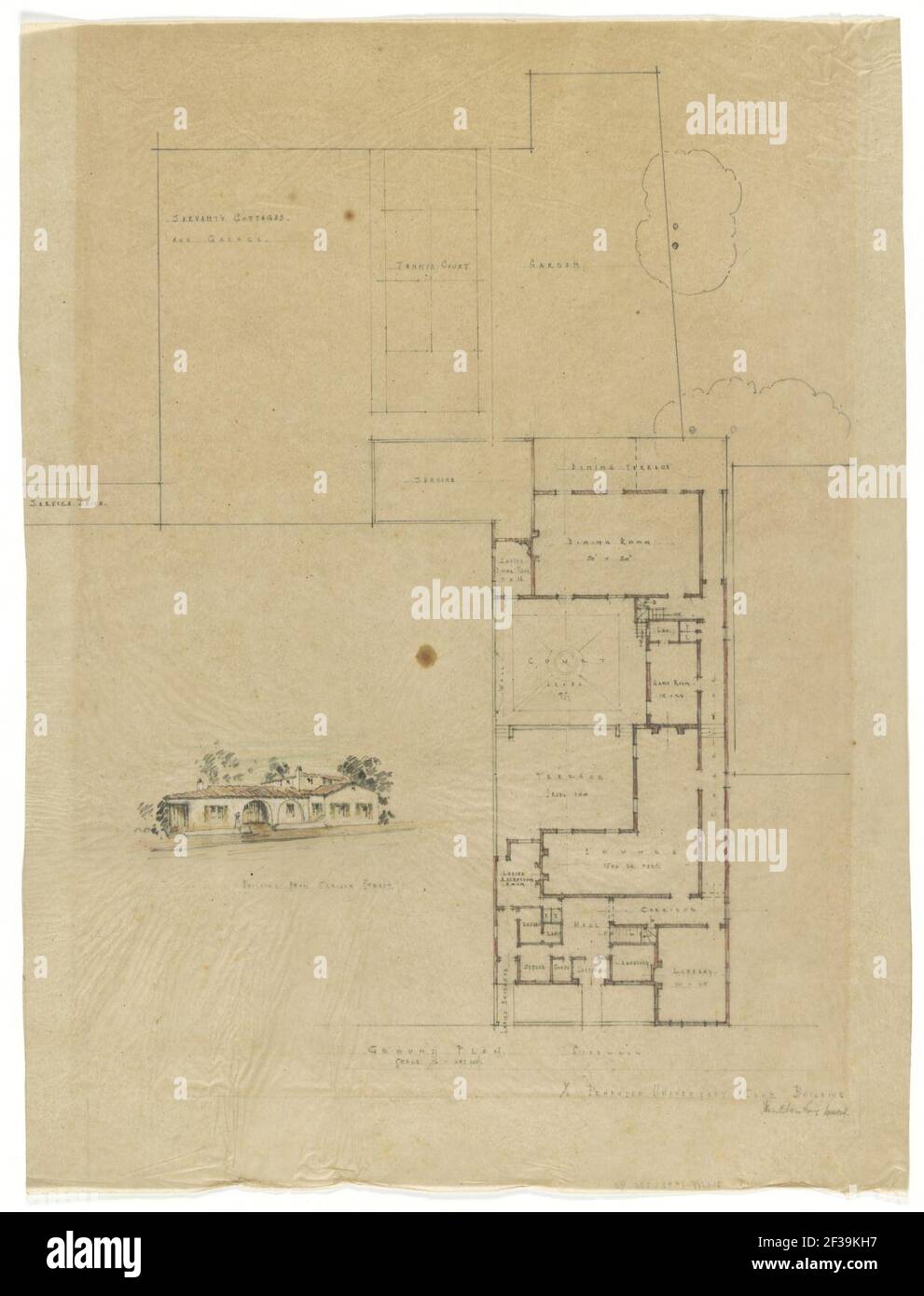 Proposed university club building (Santa Barbara, California). Plan and ...