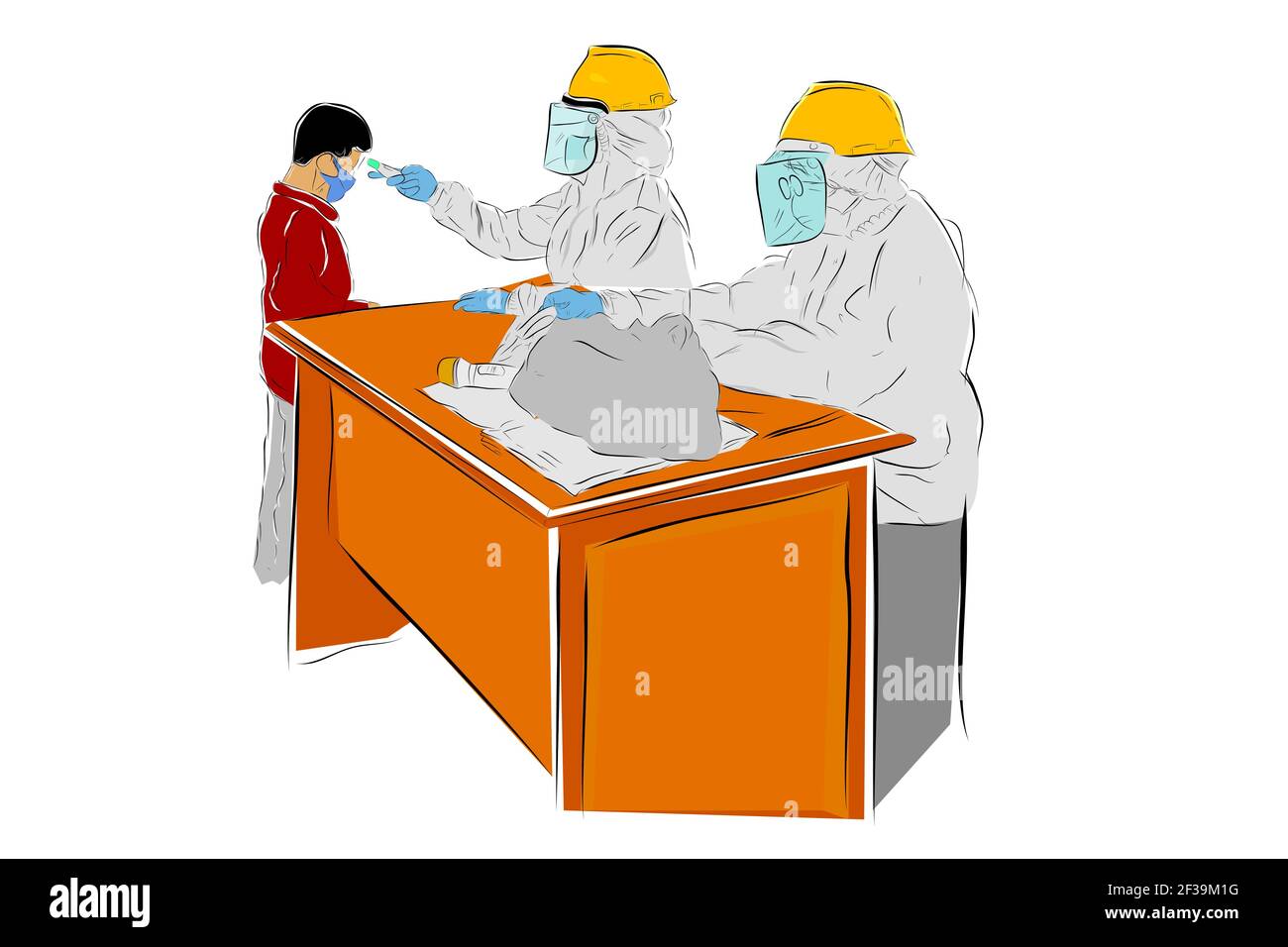 Illustration Vector Hand Draw Sketch, Standing Boy, Body Temperature ...