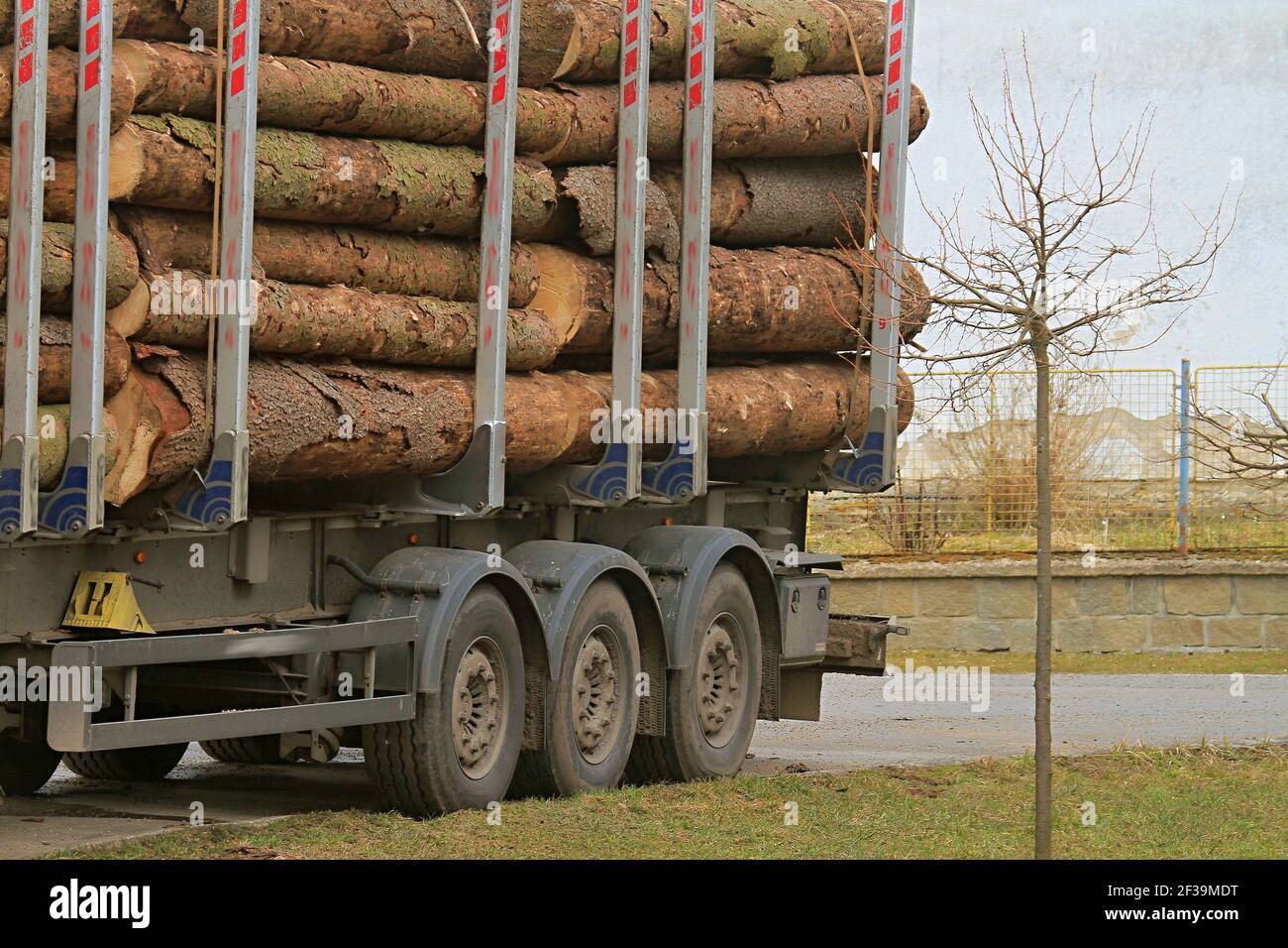 lorry carrying wood logging industry stock photo Stock Photo - Alamy