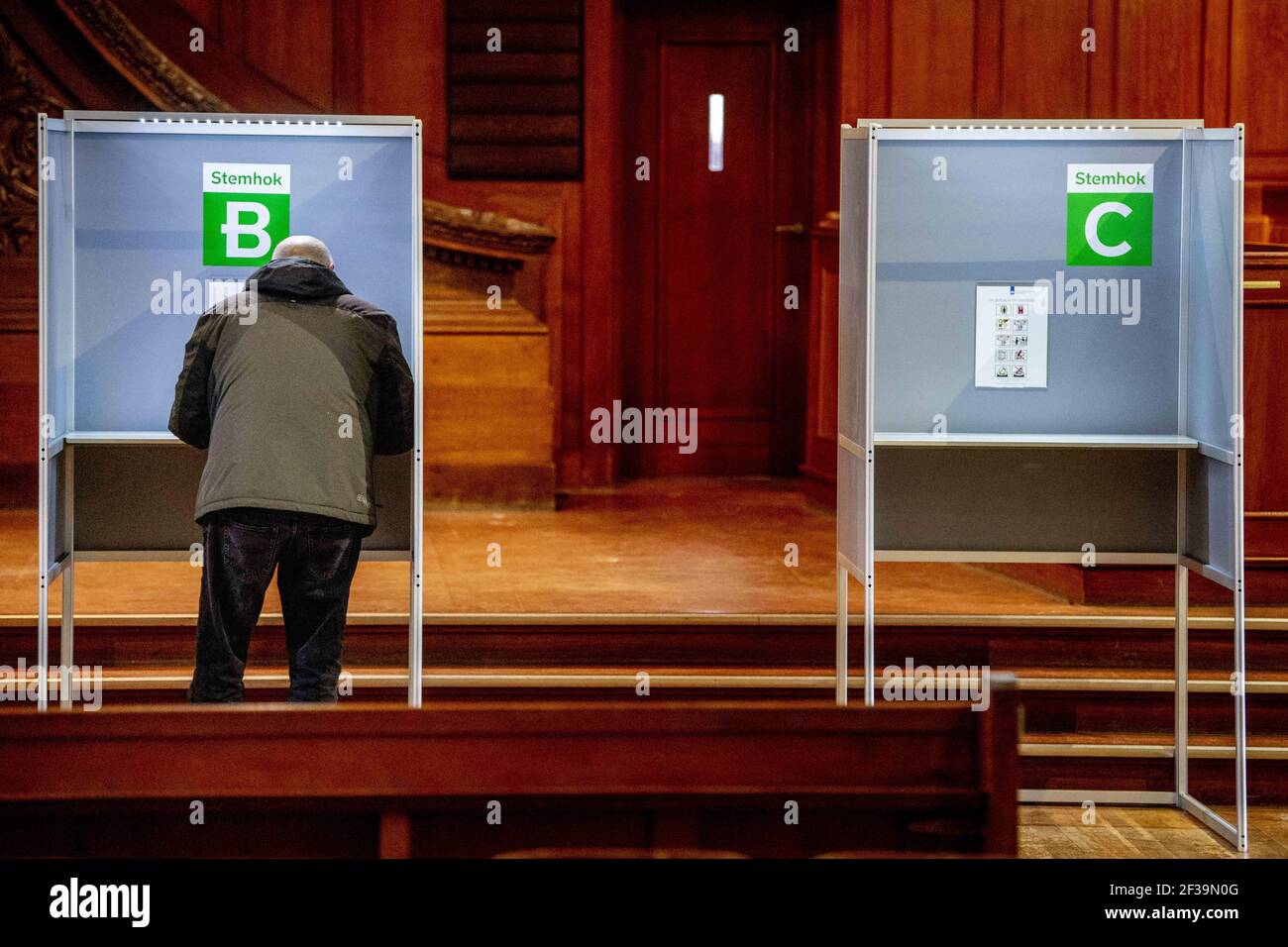 People cast their vote at a polling station in the Prinsekerk church in ...