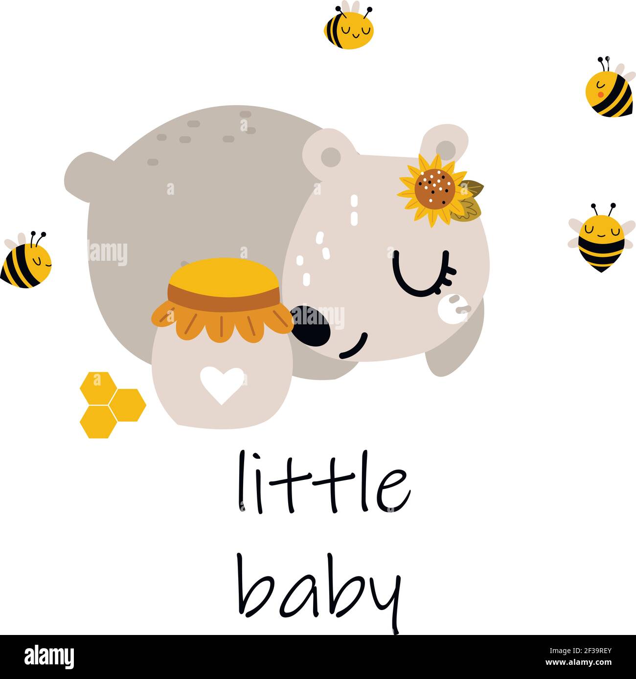Bear honey bee card Stock Vector Image & Art - Alamy