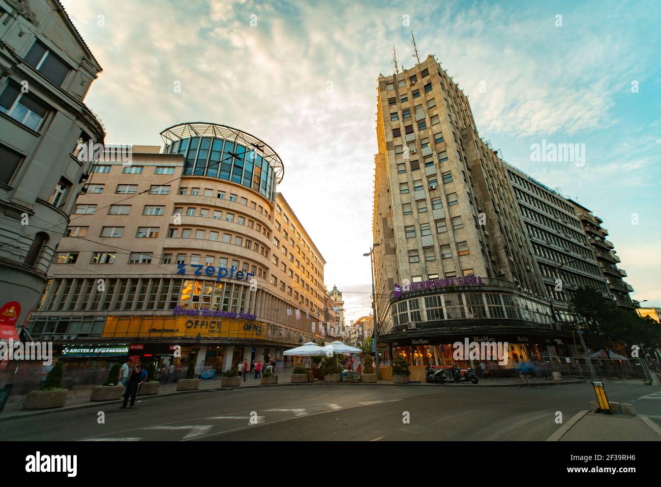 Low angle view of Zepter office building in Belgrade city Stock Photo ...