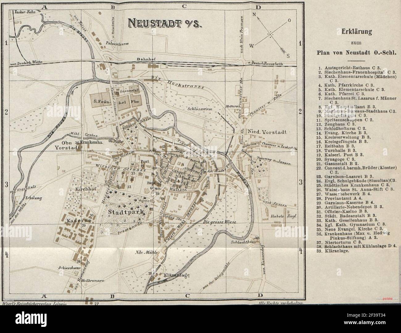 Prudnik plan 1908 Stock Photo - Alamy