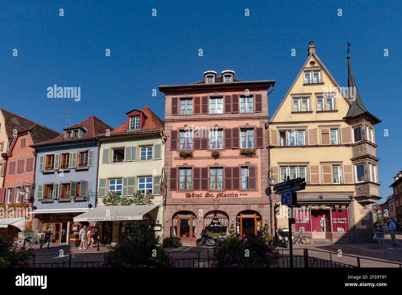 Colmar (north-eastern France): facades of traditional Alsatian houses ...