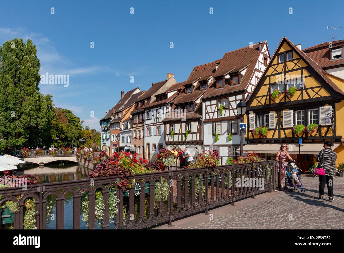Colmar (north-eastern France): facades of half-timbered houses ...