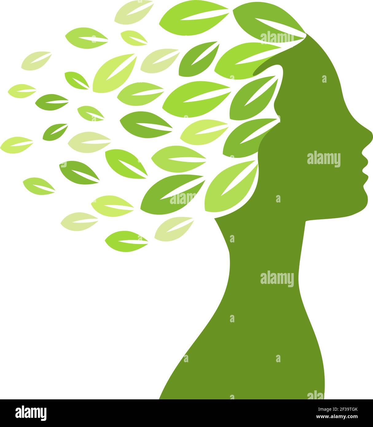 Vector logo green woman, head and leaves Stock Vector Image & Art - Alamy