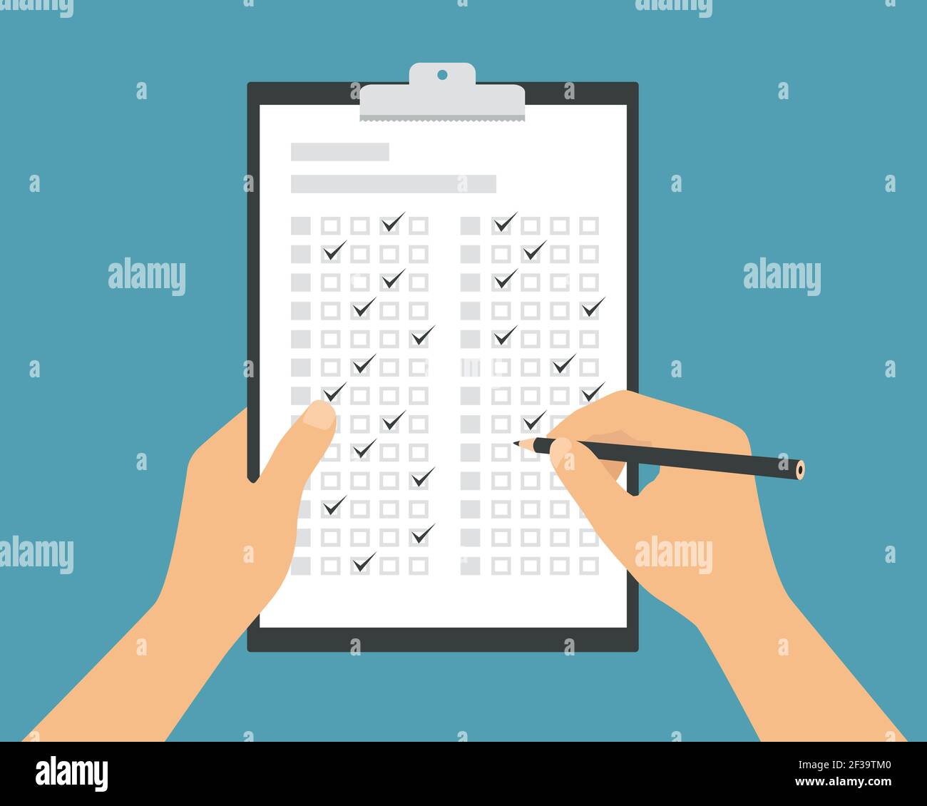 Female hands holding pen clipboard Stock Vector Images - Alamy