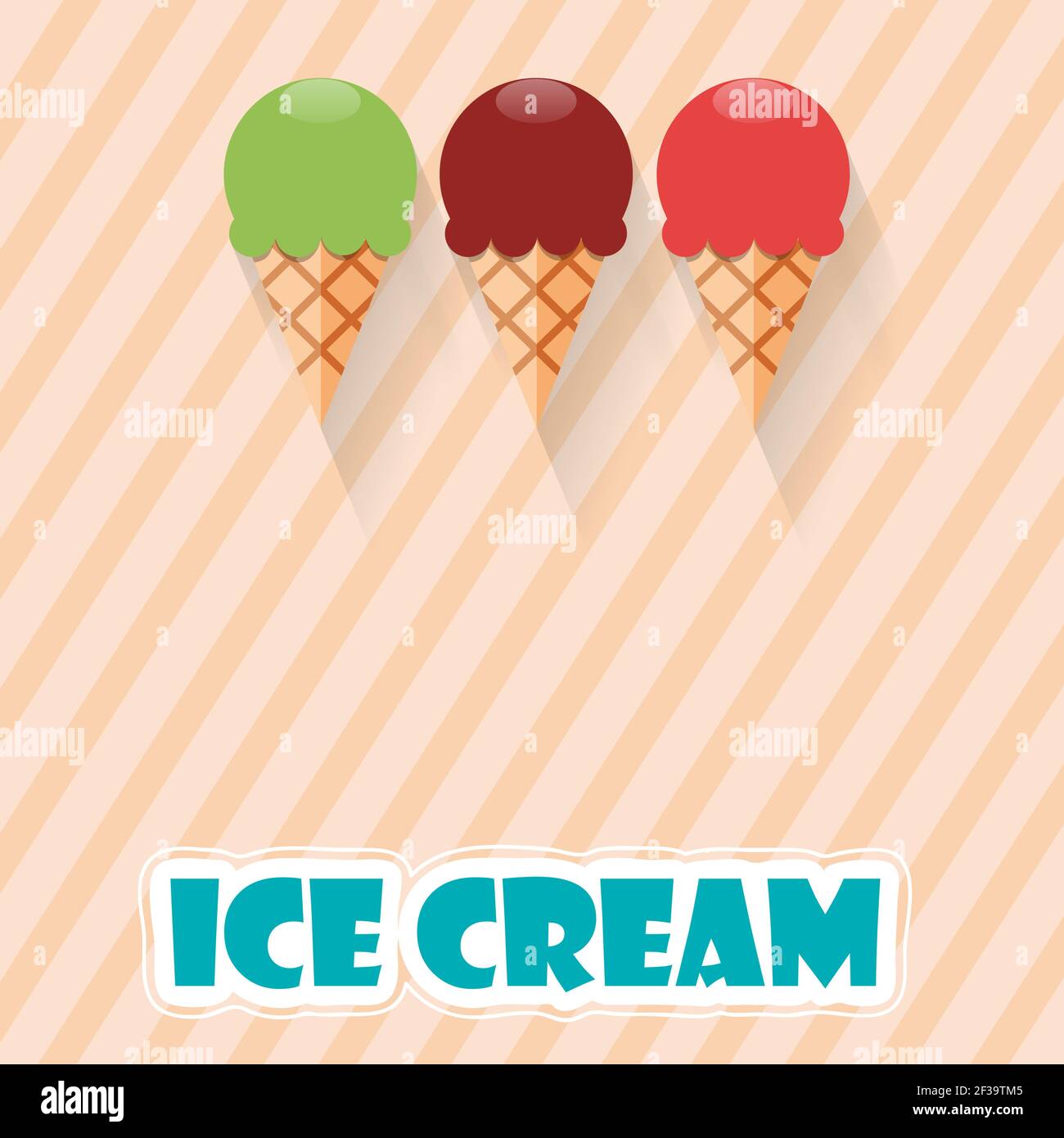 Vector abstract vintage background, ice cream in flat design Stock ...