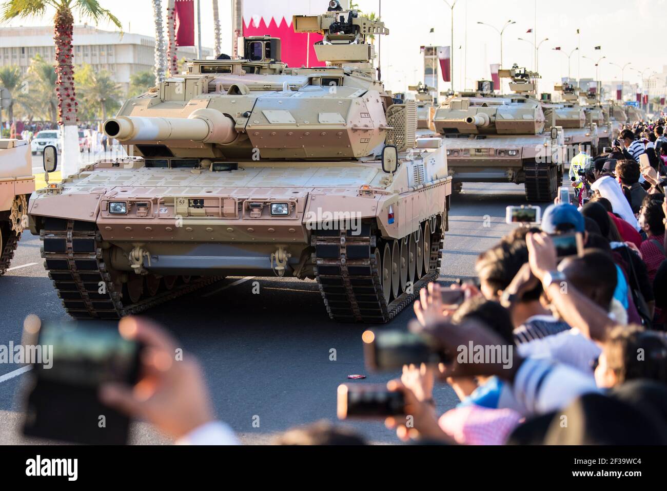 Doha, Qatar - December 18, 2017: Perform of military on National Day ...