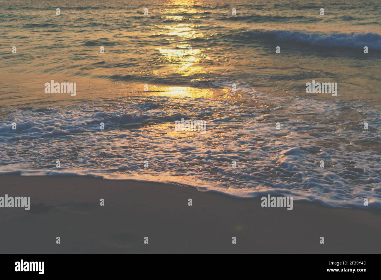 Colorful vibrant ocean sea wave beach summer background landscape on ...