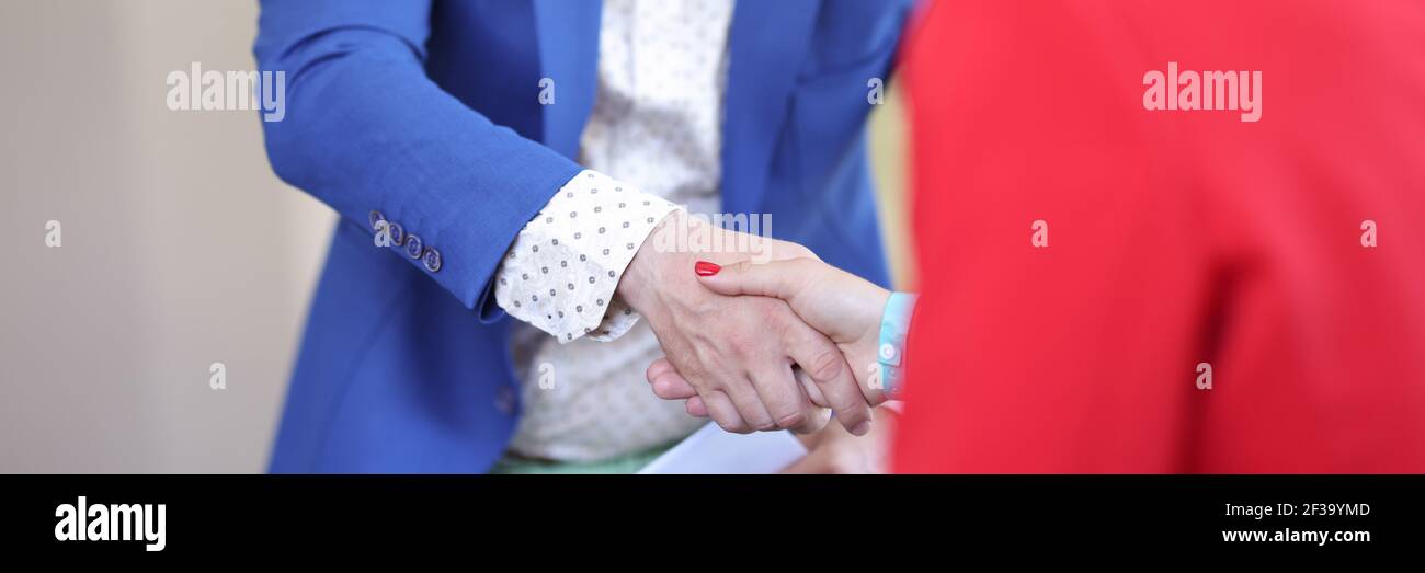 Handshake of partners during professional meeting at work Stock Photo ...