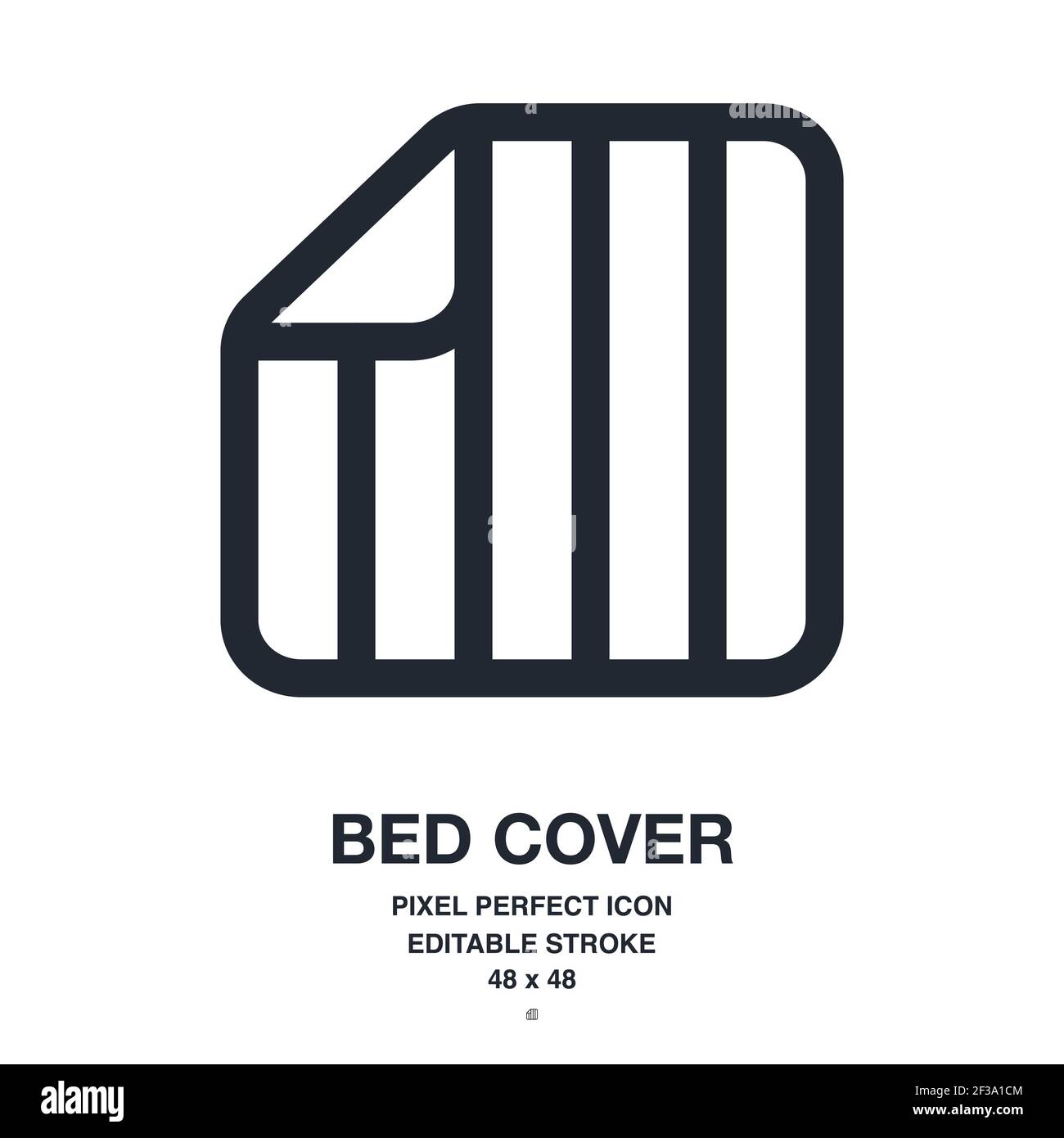 Bed cover, duvet or blanket editable stroke outline icon isolated on ...