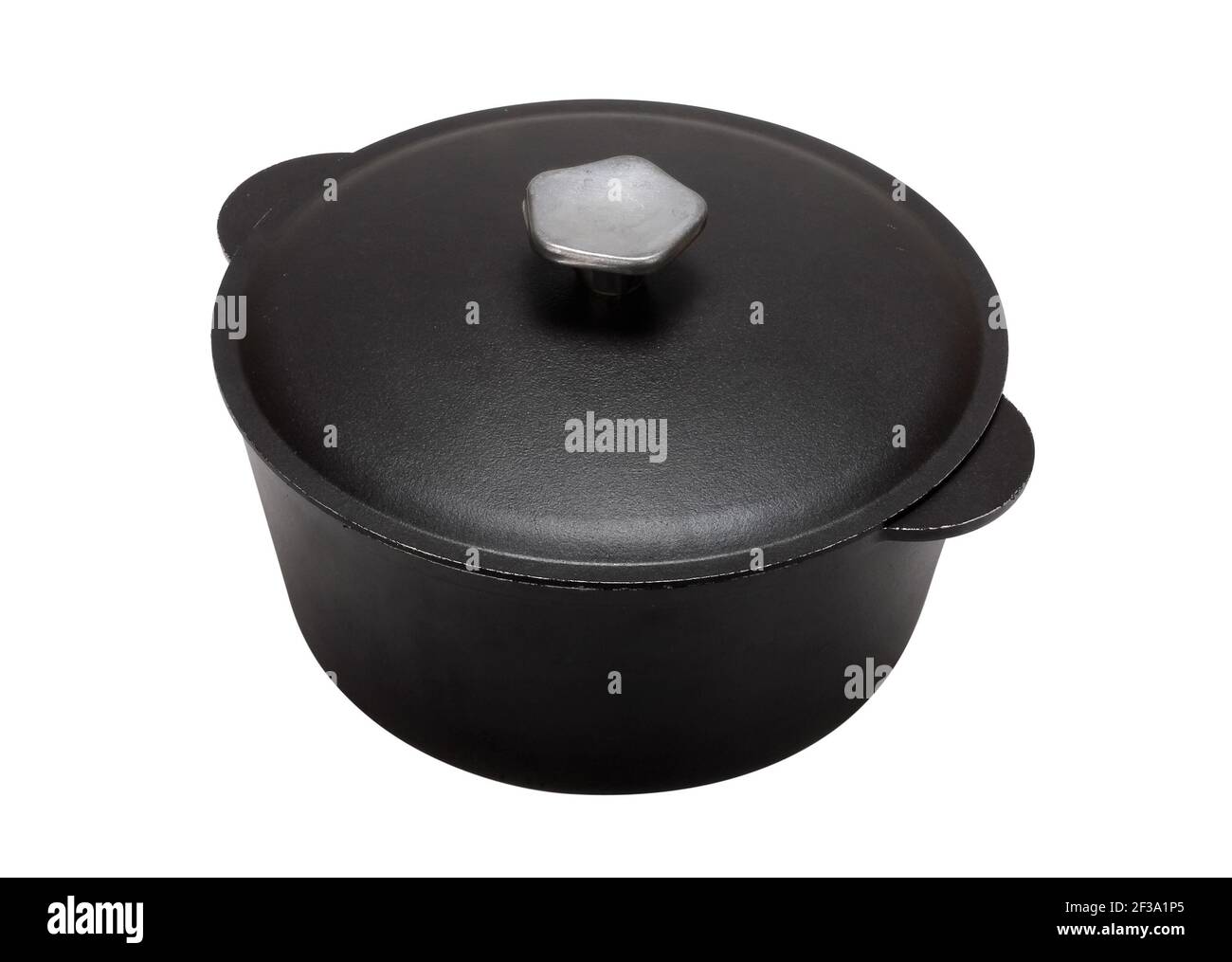 old black teflon coated kitchen pot isolated on white Stock Photo - Alamy