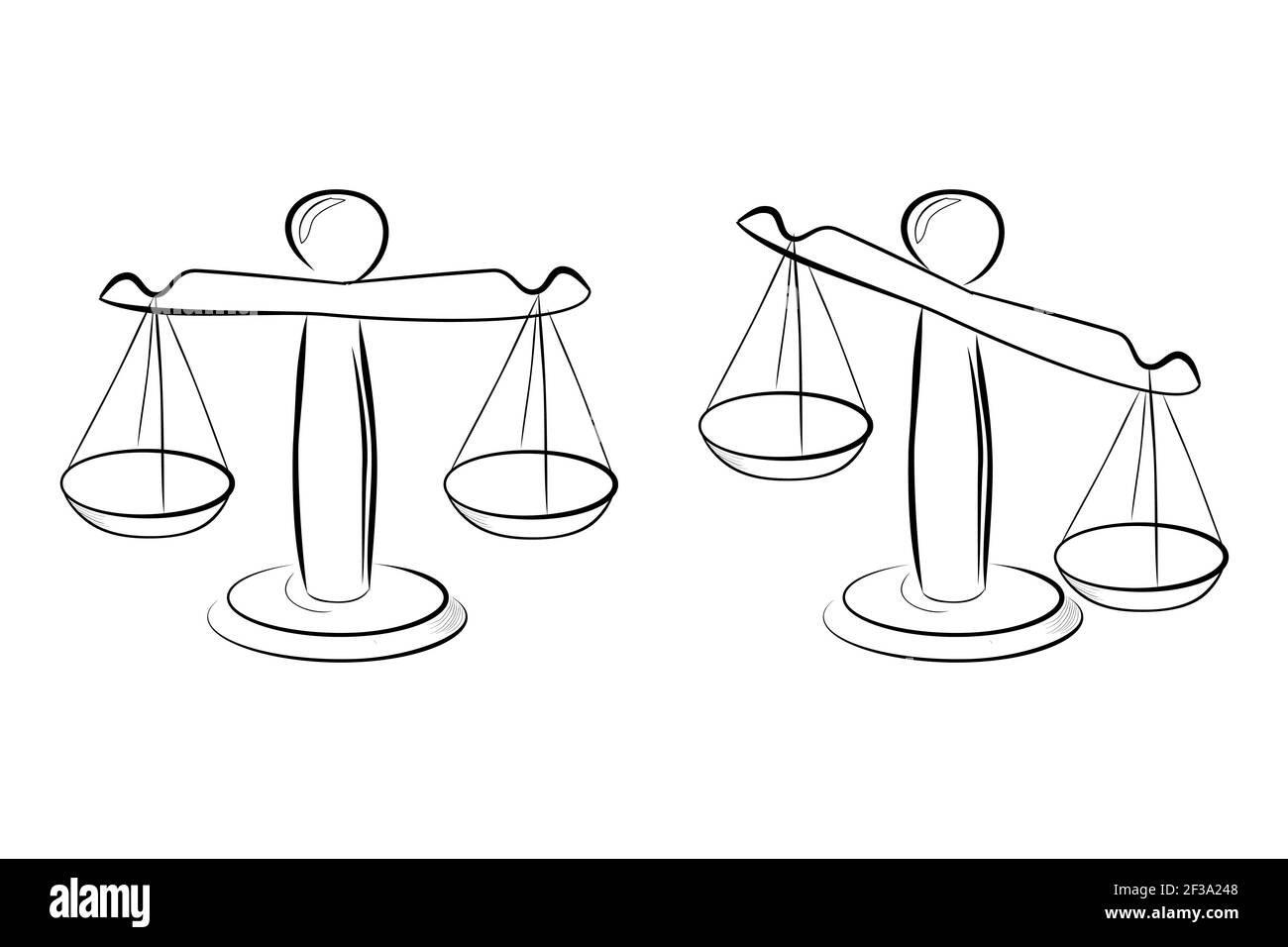 Simple Illustration for Justice, Vector Hand Draw Sketch 2 Position ...