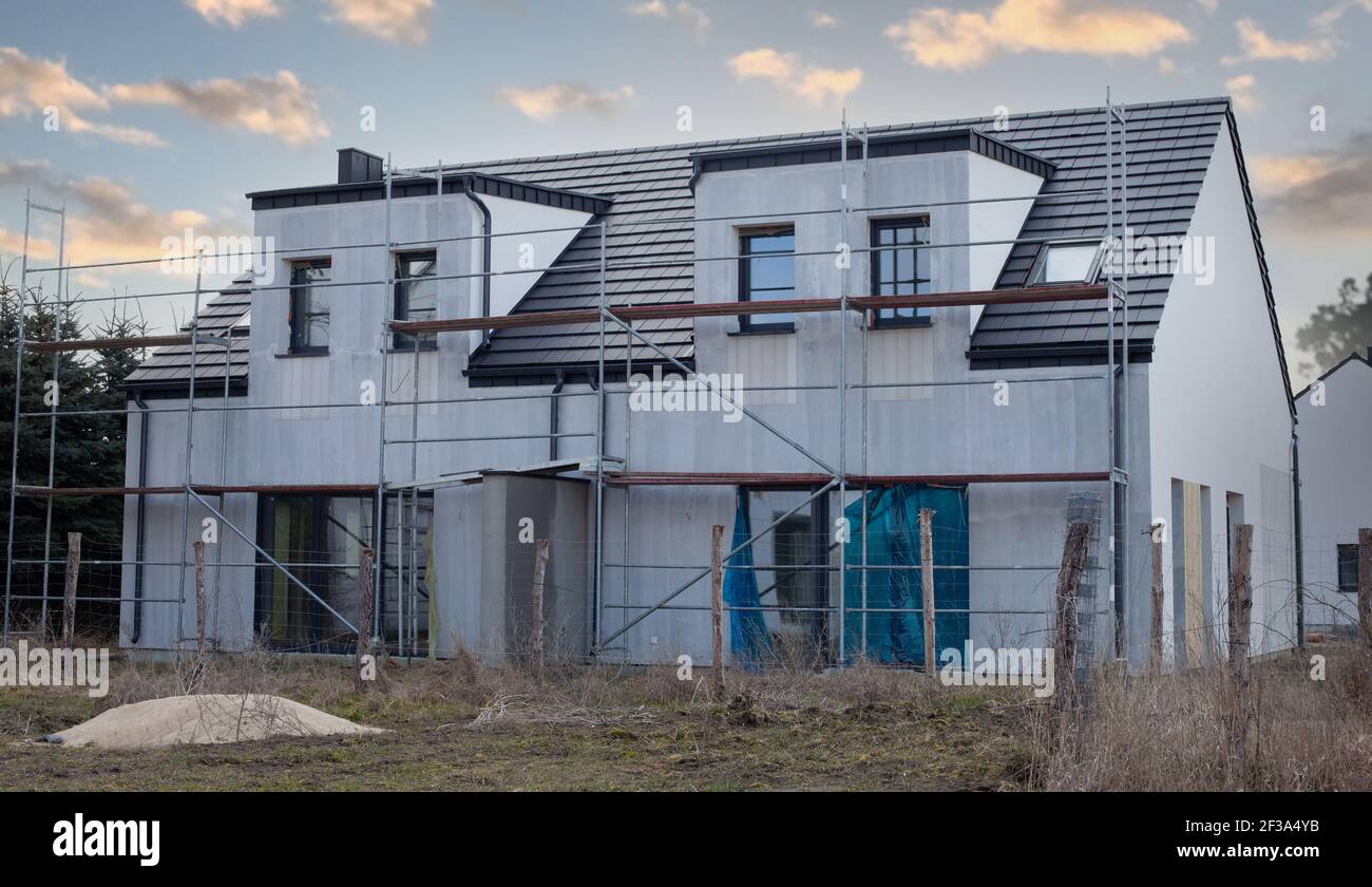 Construction of two semi-detached houses, single-family houses Stock ...