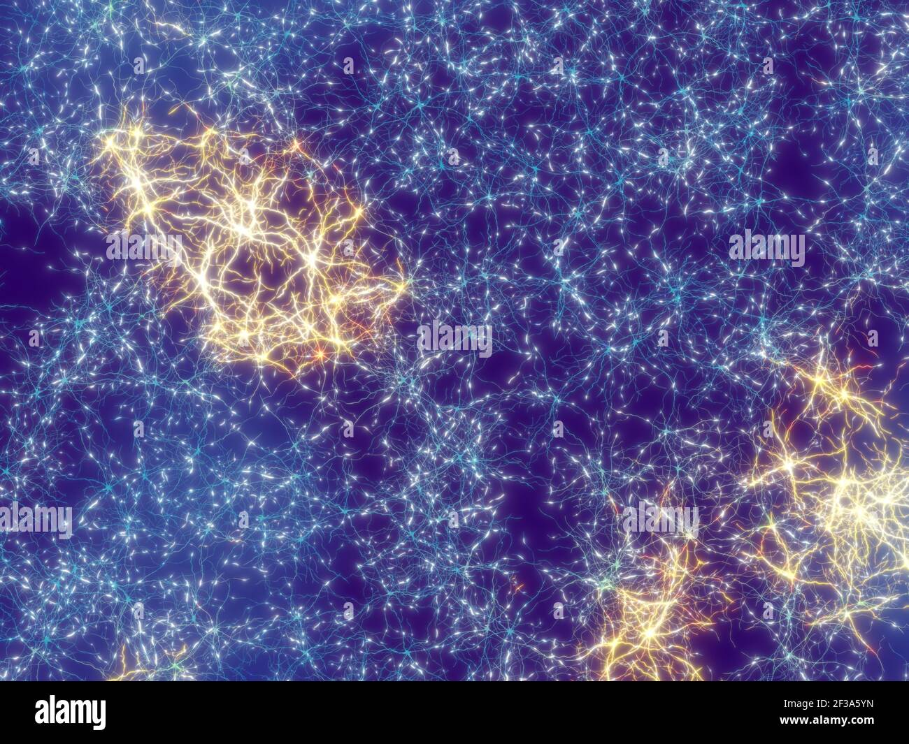 3d illustration of human brain nerve cells.Neuronal firing - neurons ...