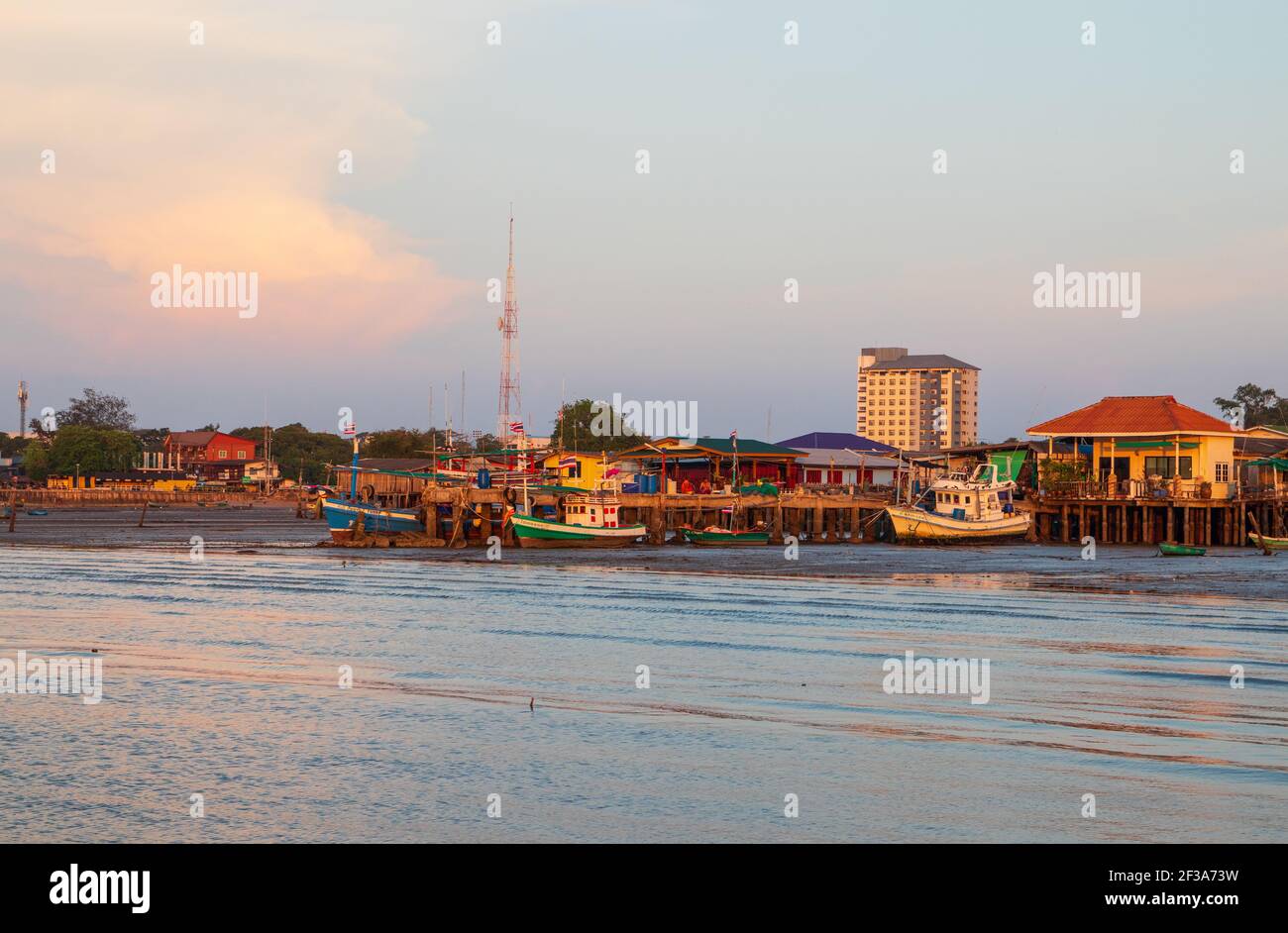 PATTAYA, THAILAND - Mar 09, 2021: Ebb field before the high tide comes ...