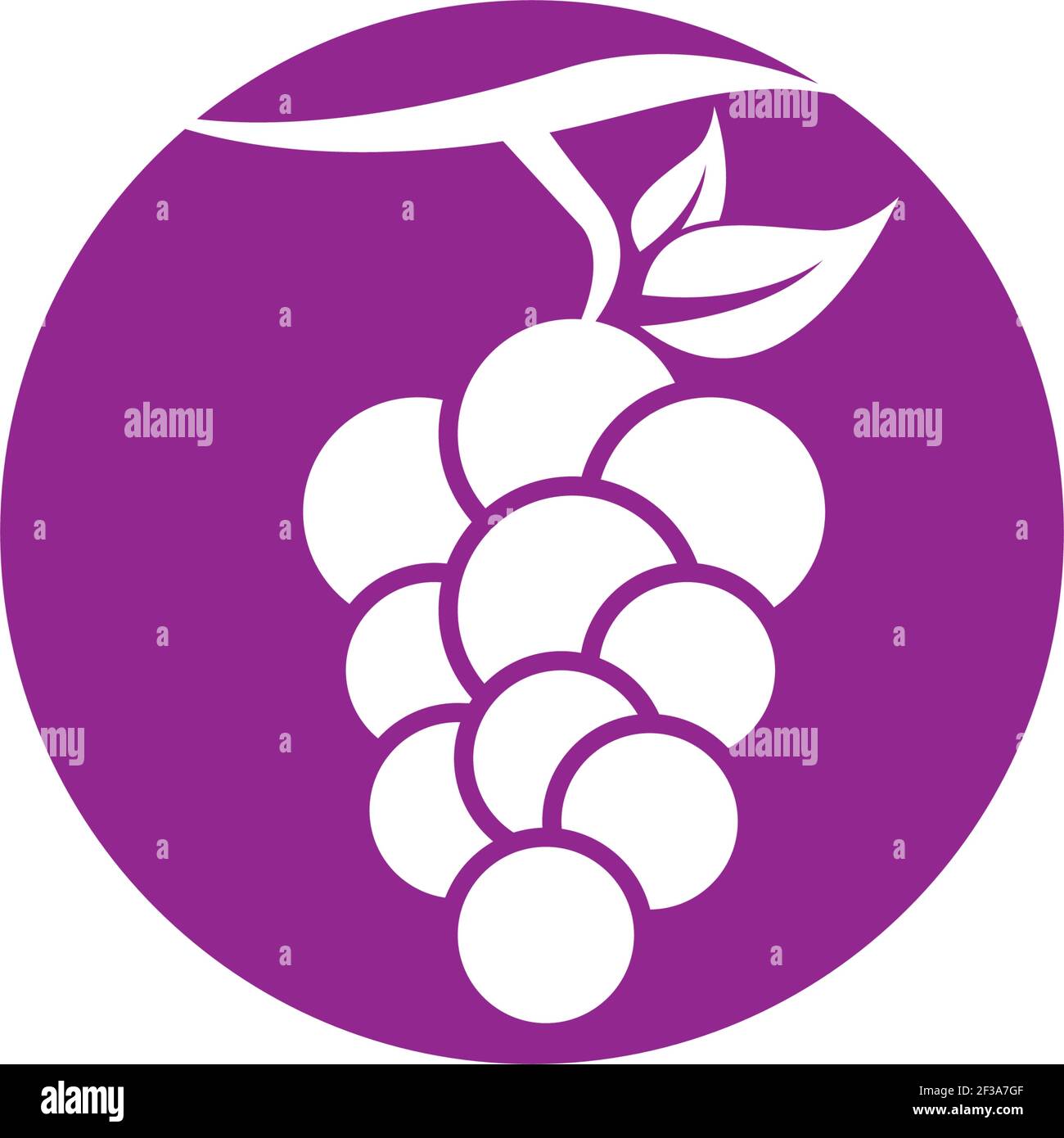 Bunch of wine grapes with leaf icon for food apps and websites Stock ...