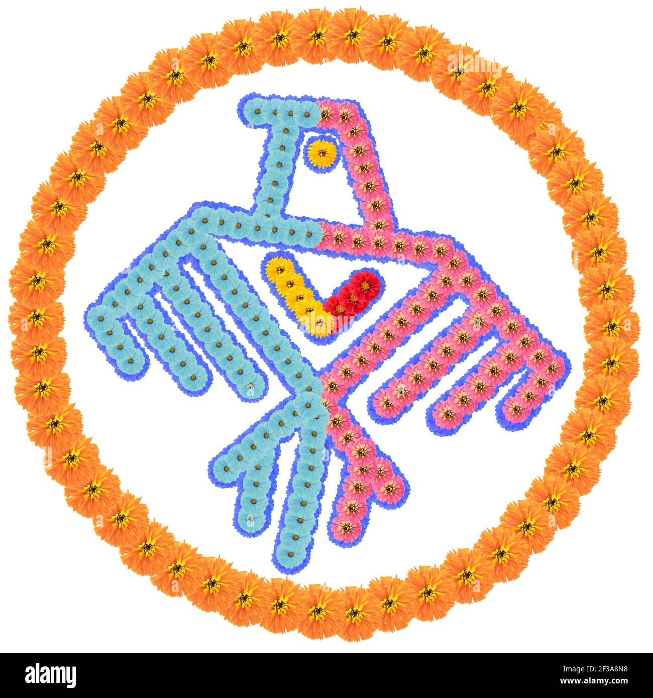 American native eagle ancient symbol from flowers . Isolated on white ...