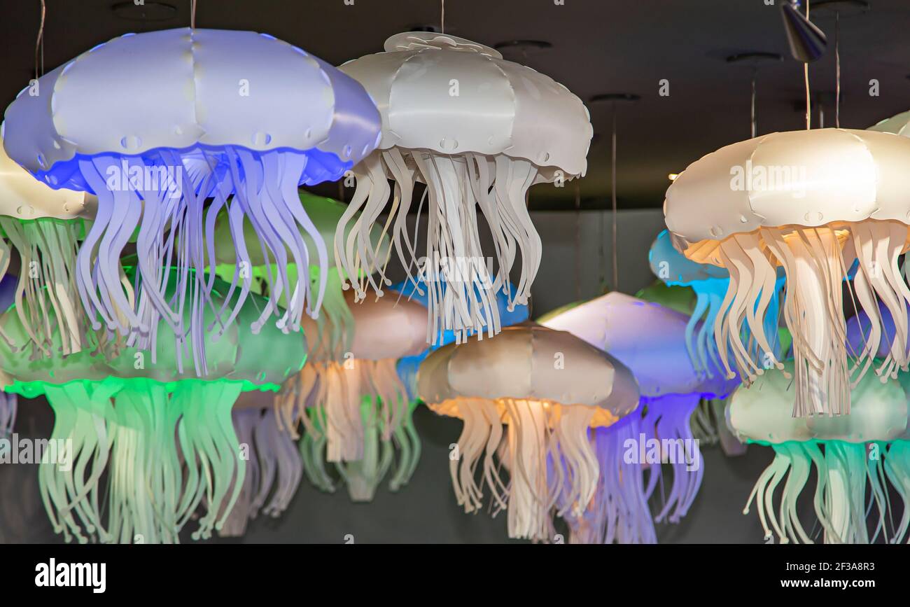 The interior of the Oceanarium Crocus City, over 5000 species of fish ...