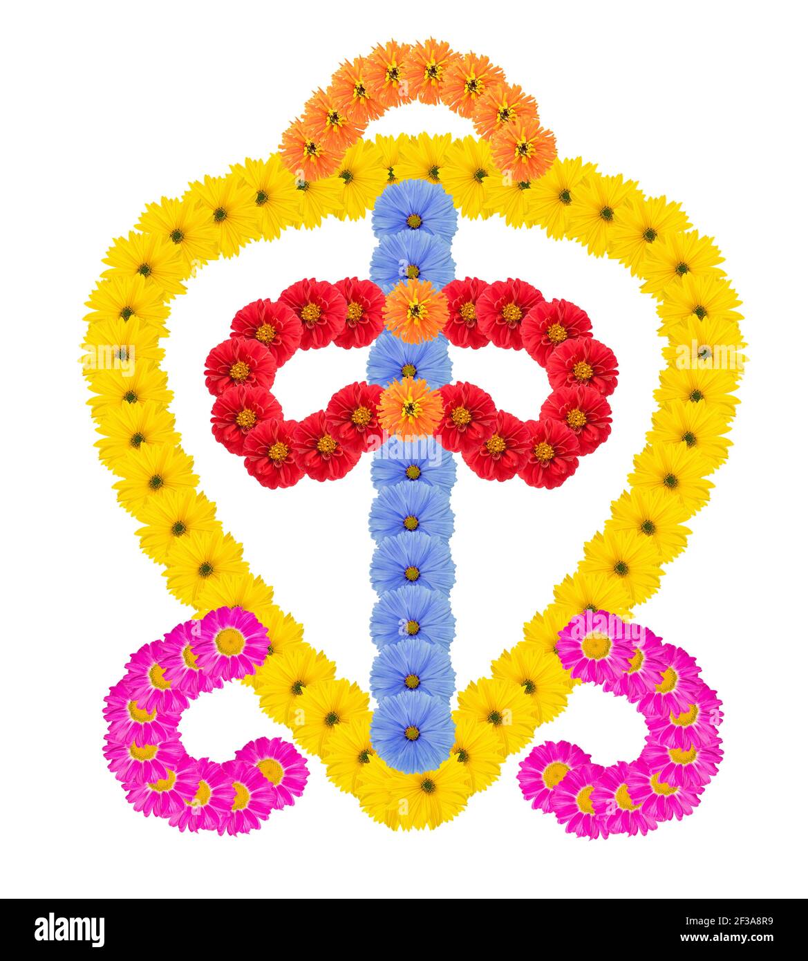 Native symbol power of love, made from flowers. Isolated handmade photo ...