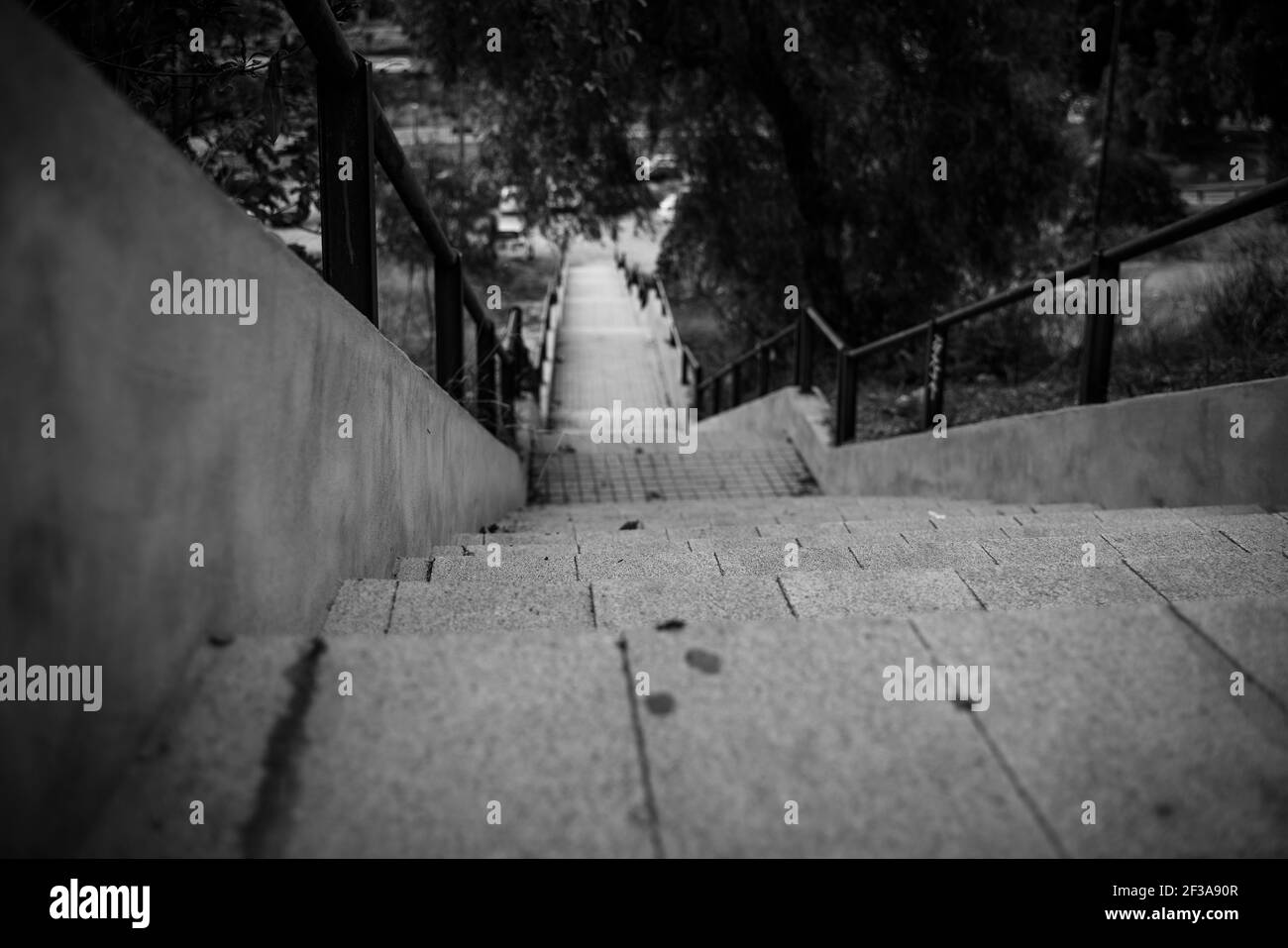 Descending stone steps Black and White Stock Photos & Images - Alamy