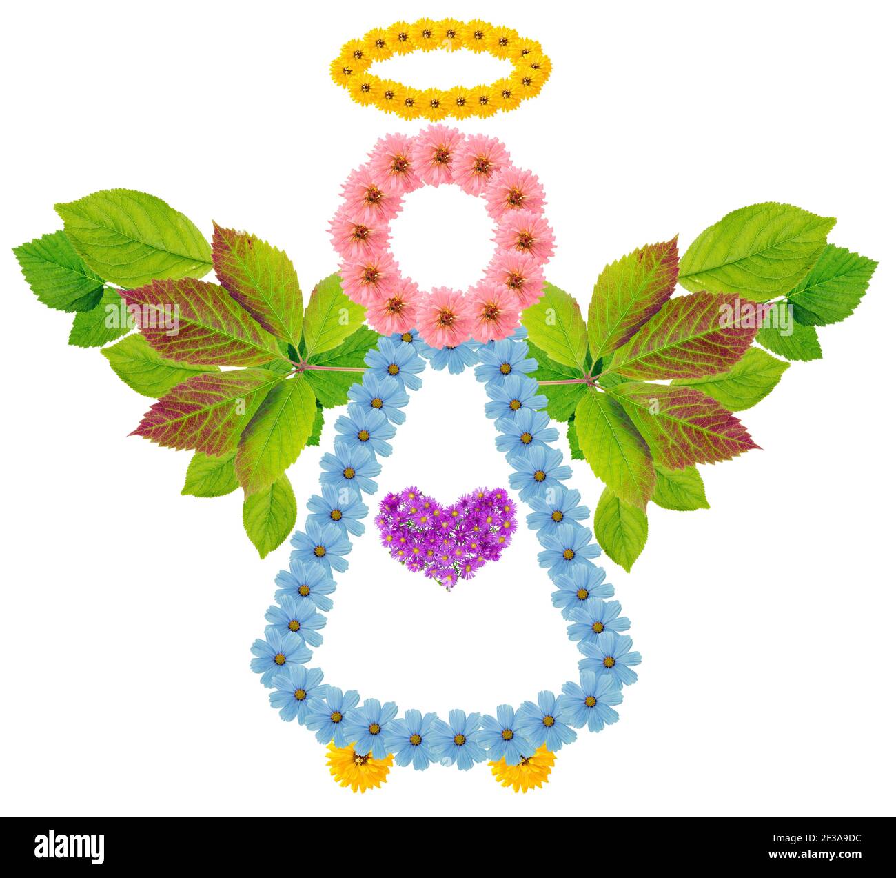 Native symbol of Angel made from flowers. Isolated handmade photo ...