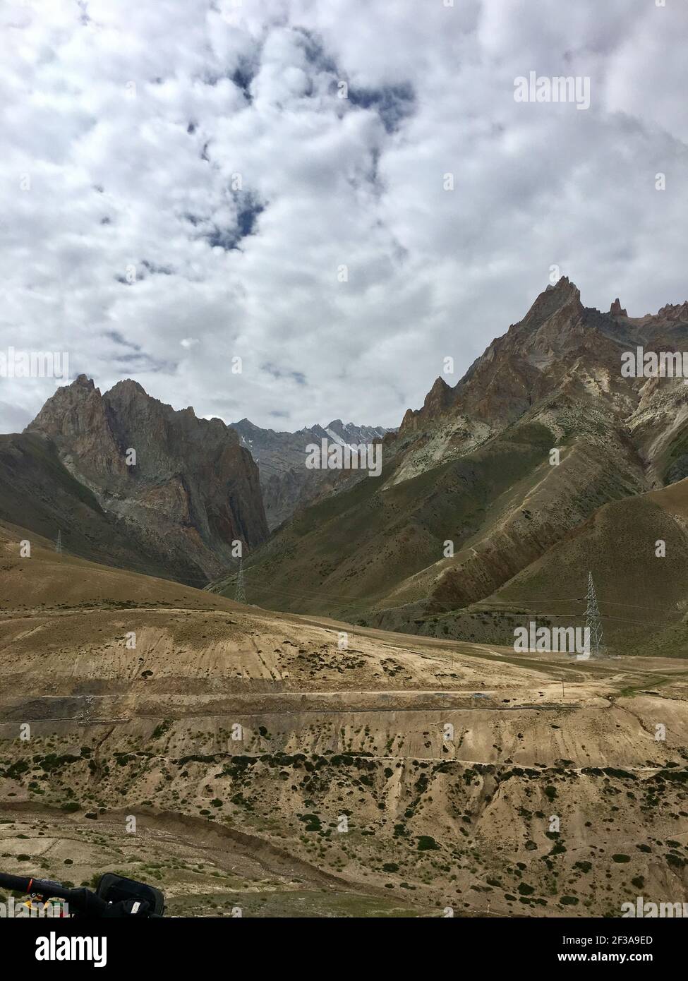A scenic shot from the beautiful mountains in the town Leh, Ladakh ...
