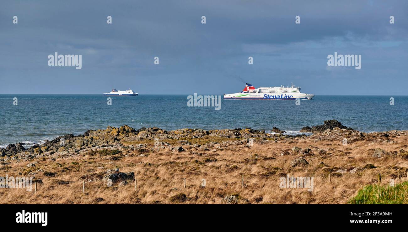 Stena Line and P & O Irish sea ferries passing the northern tip of the ...