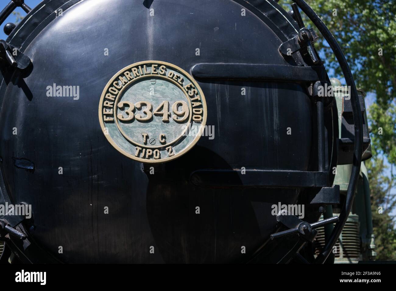 SANTIAGO, CHILE - Jul 04, 2019: Close up to the front of an old black ...