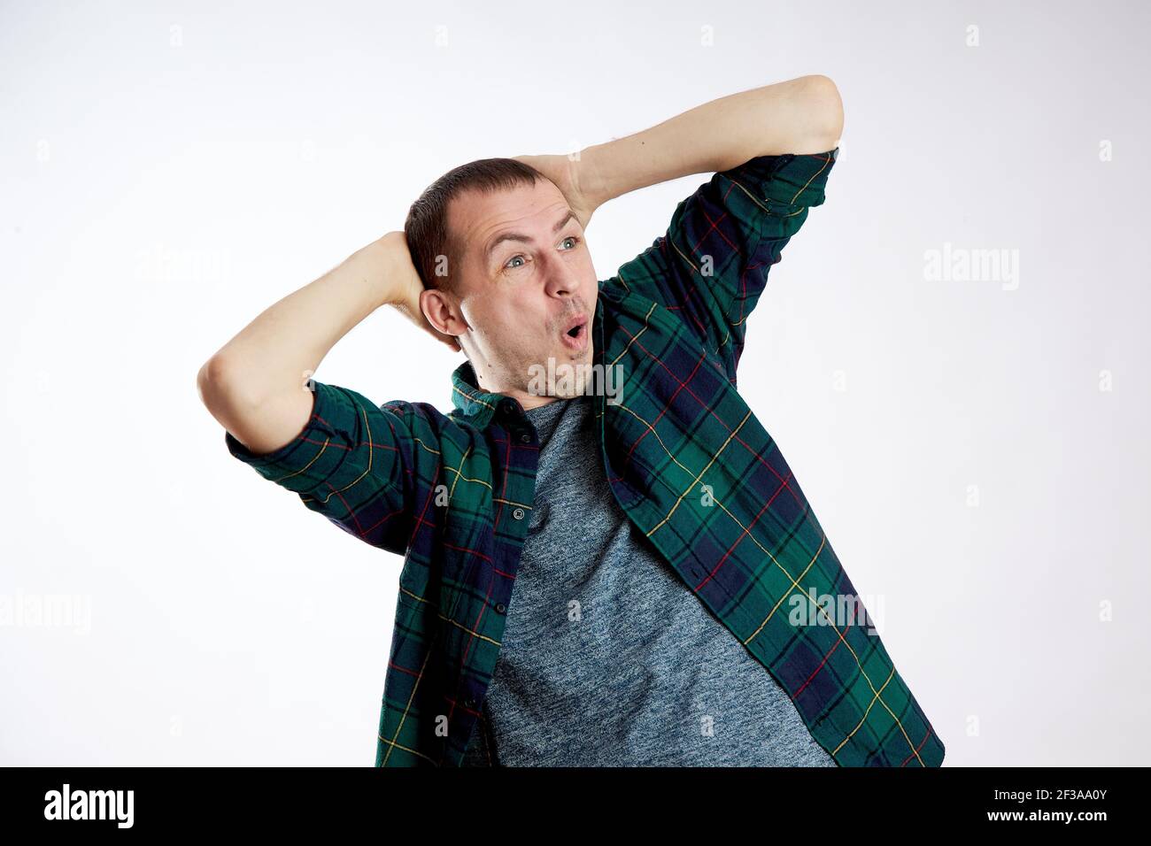 Guy looks surprised, confused. Unexpected emotions, bewilderment and ...