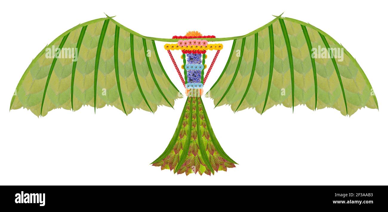 Ancient Glider - Icarus Wings made from flowers and leaves. Isolated ...