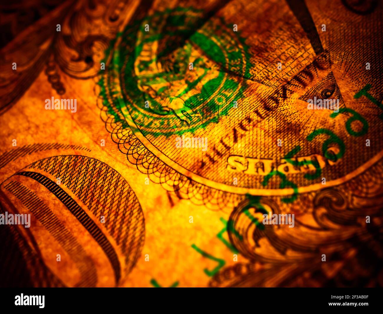 Macro photograph of a one dollar bill. George Washington portrait on ...