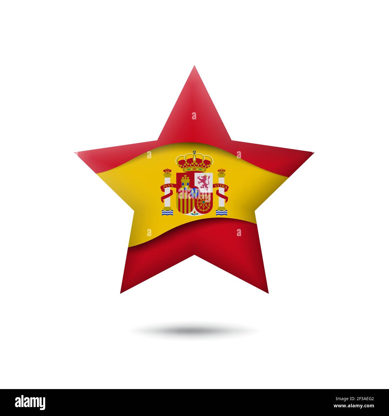 Spain flag icon in the shape of star. Waving in the wind. Abstract ...