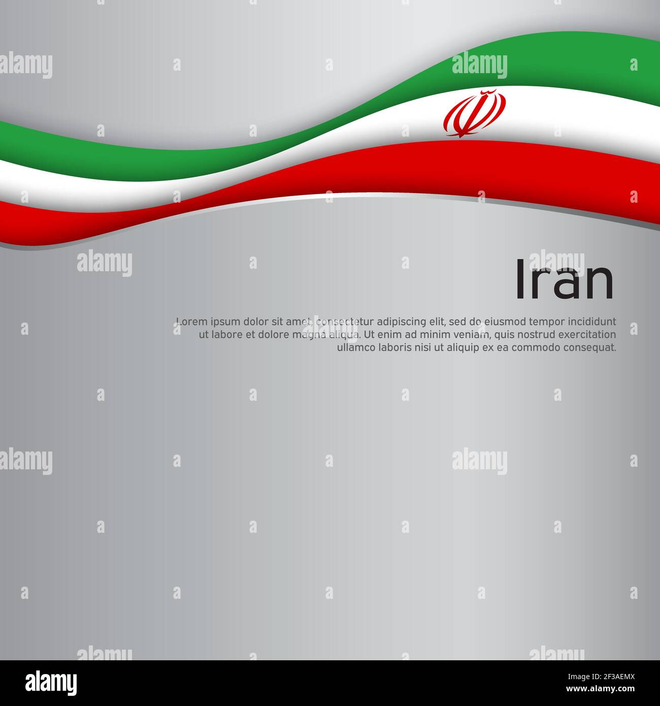 Abstract waving iran flag. Iranian state patriotic banner, flyer. Card ...