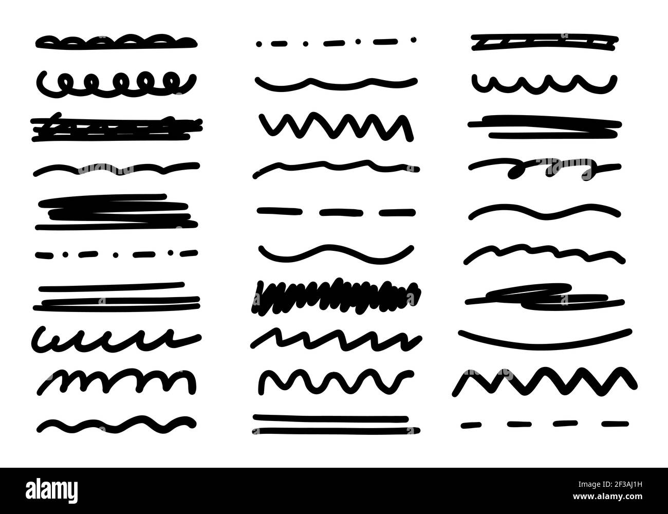 Sketch line. Scribble doodle brush set. Hand drawn black vector lines ...