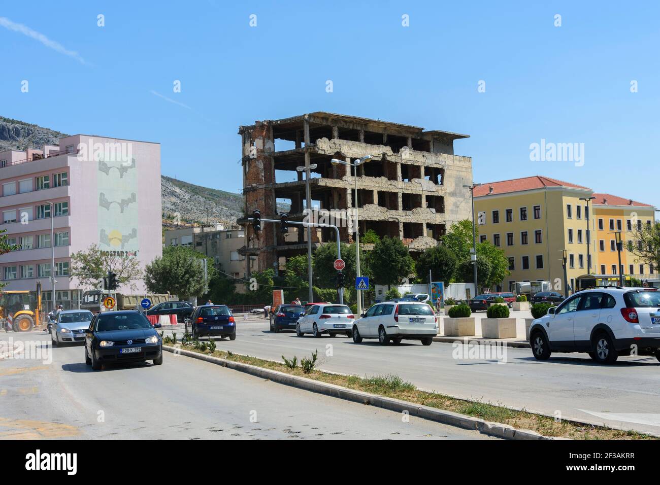 The carcass of building as a reminder of the Bosnian War. Mostar ...