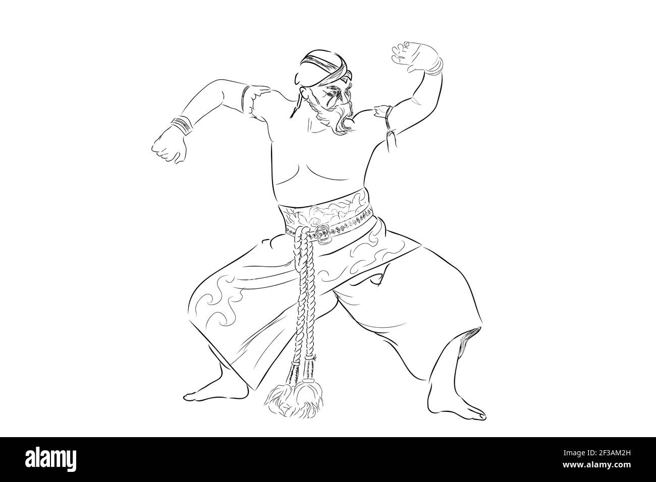 Vector Hand Draw Sketch and Black Outline Reog Traditional Dance from ...