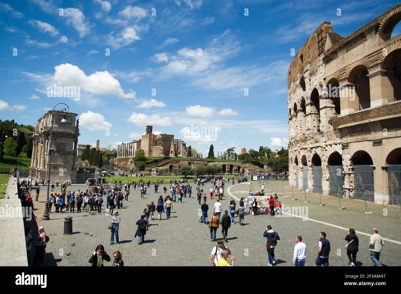 Arch of Costantin and Colosseum or Coliseum, also known as the Flavian ...
