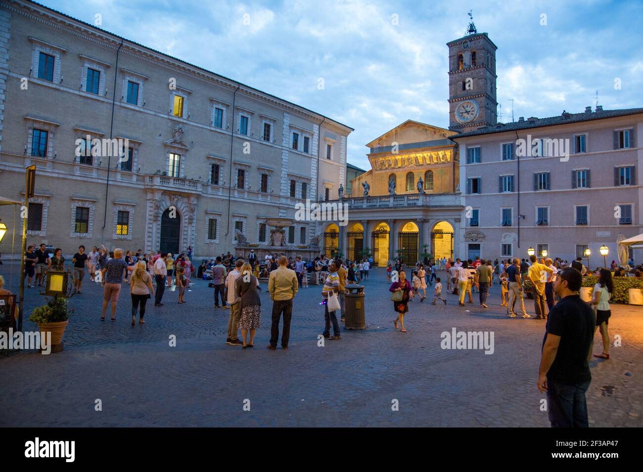 Santa Maria square, Trastevere neighborhood, Rome, Lazio, Italy, Europe ...