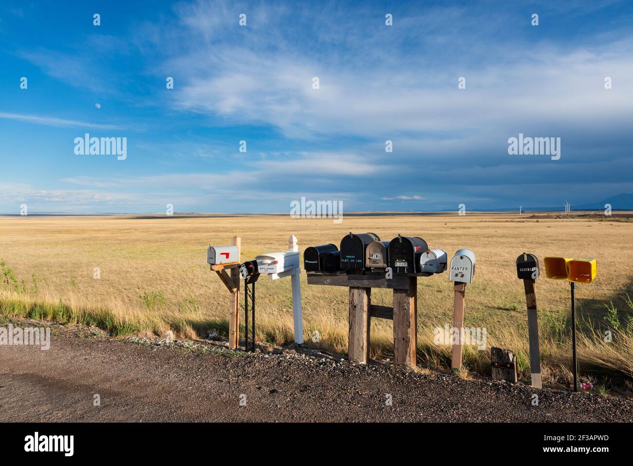 Colorado, USA - July 10, 2014: Mailboxes by a road in a rural area of ...