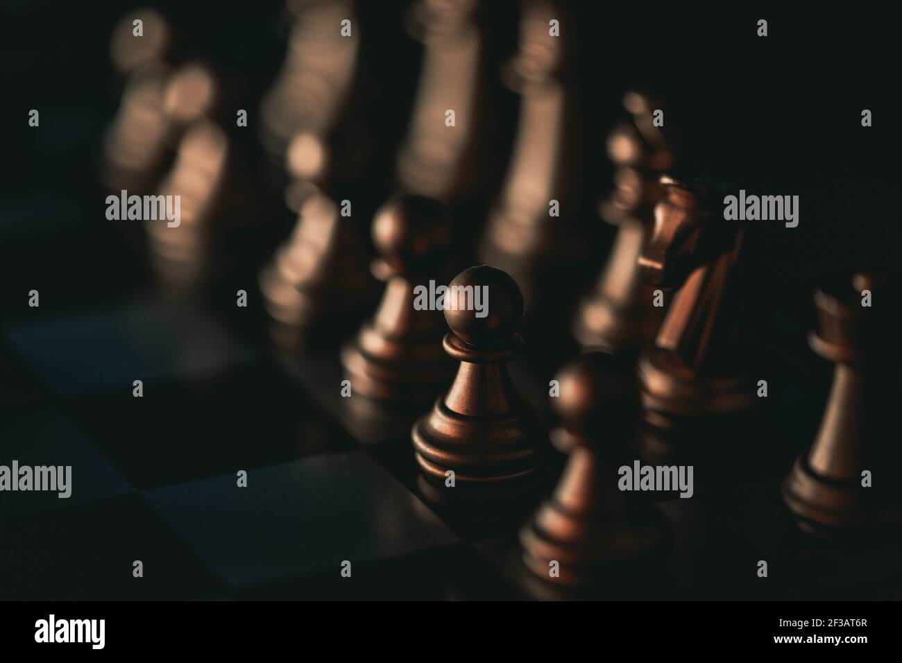 business game competitive strategy with chess board game with blur ...