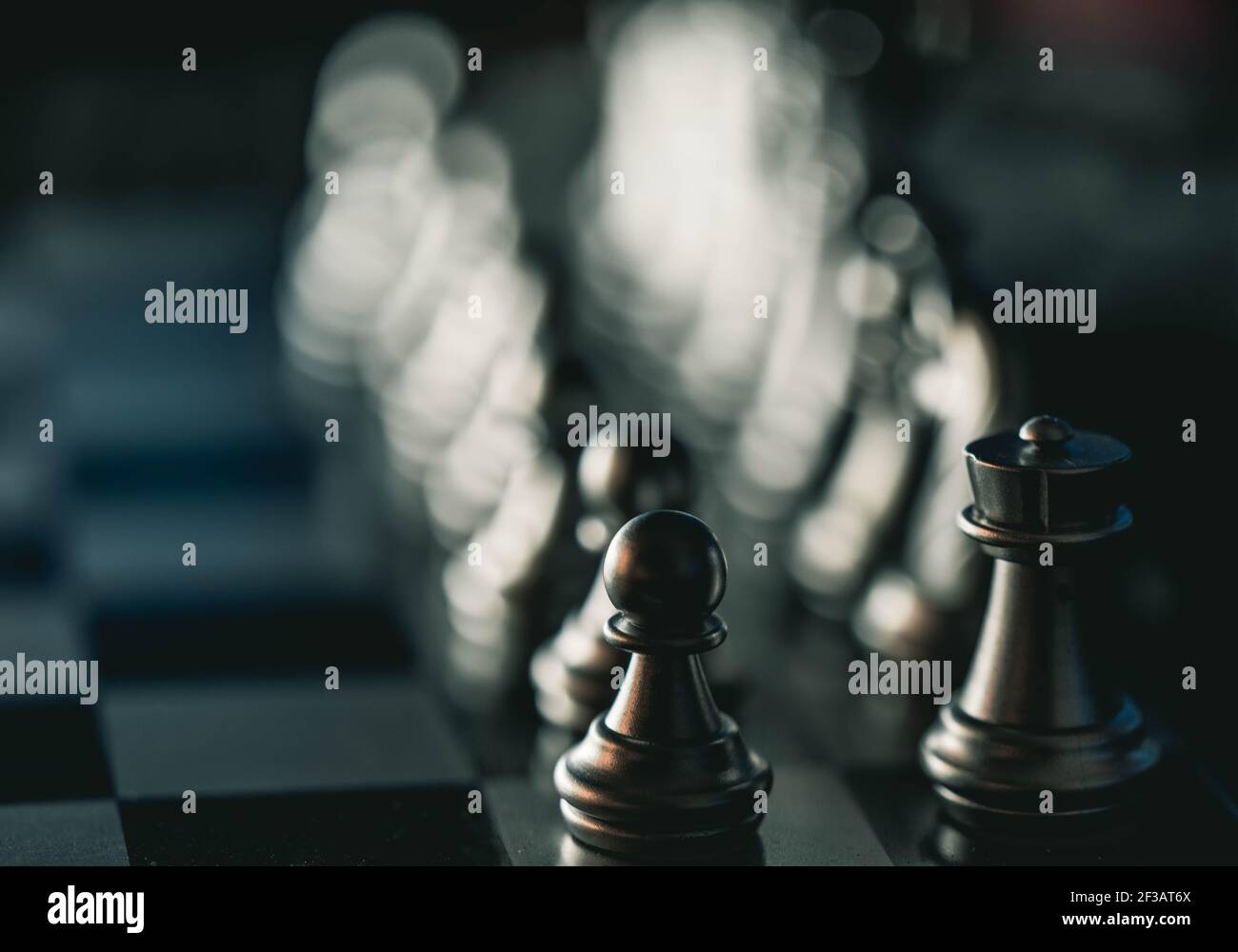 business game competitive strategy with chess board game with blur ...