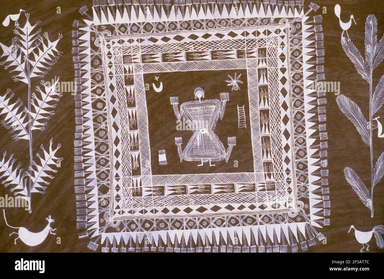 India, Warli painting, Goddess Ganga devi in Chowk Stock Photo - Alamy