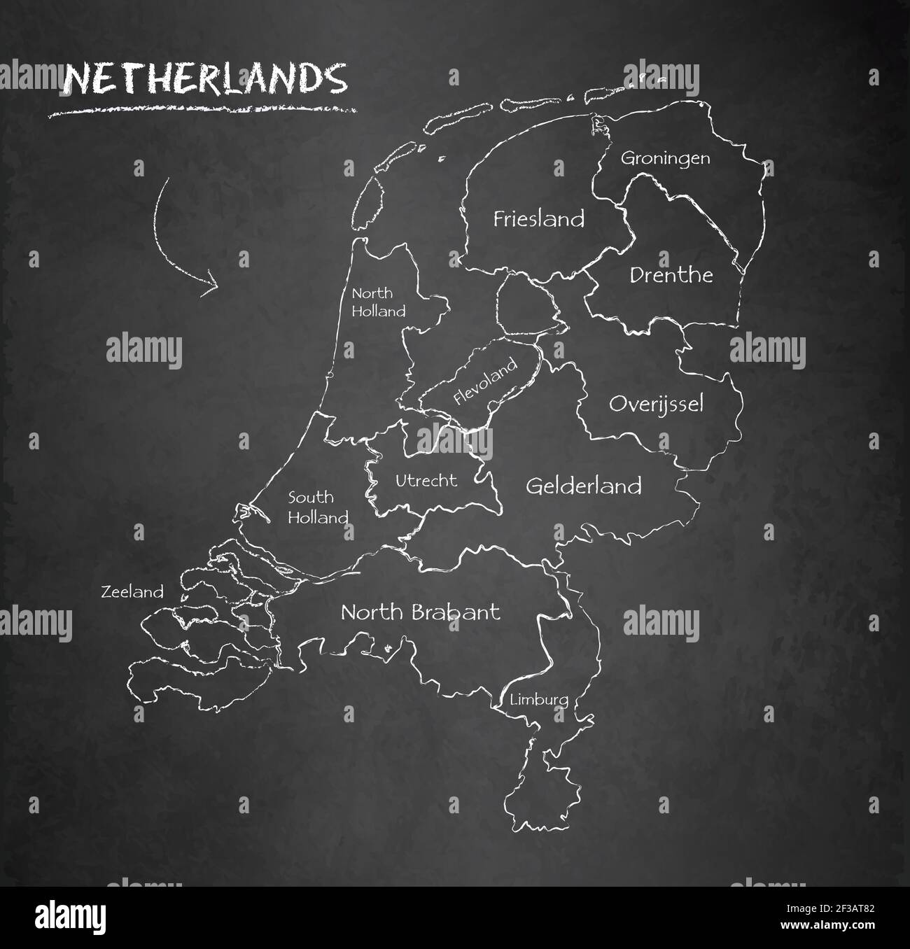Netherlands map, administrative division separates regions and names ...